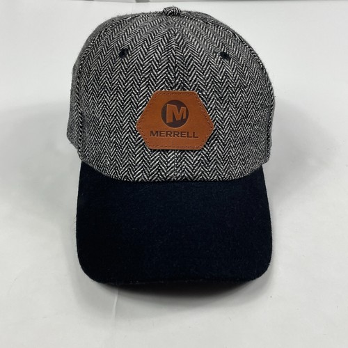 Merrell Hat Cap Strap Back Gray Wool Herringbone Golf Golfing Hiking ...