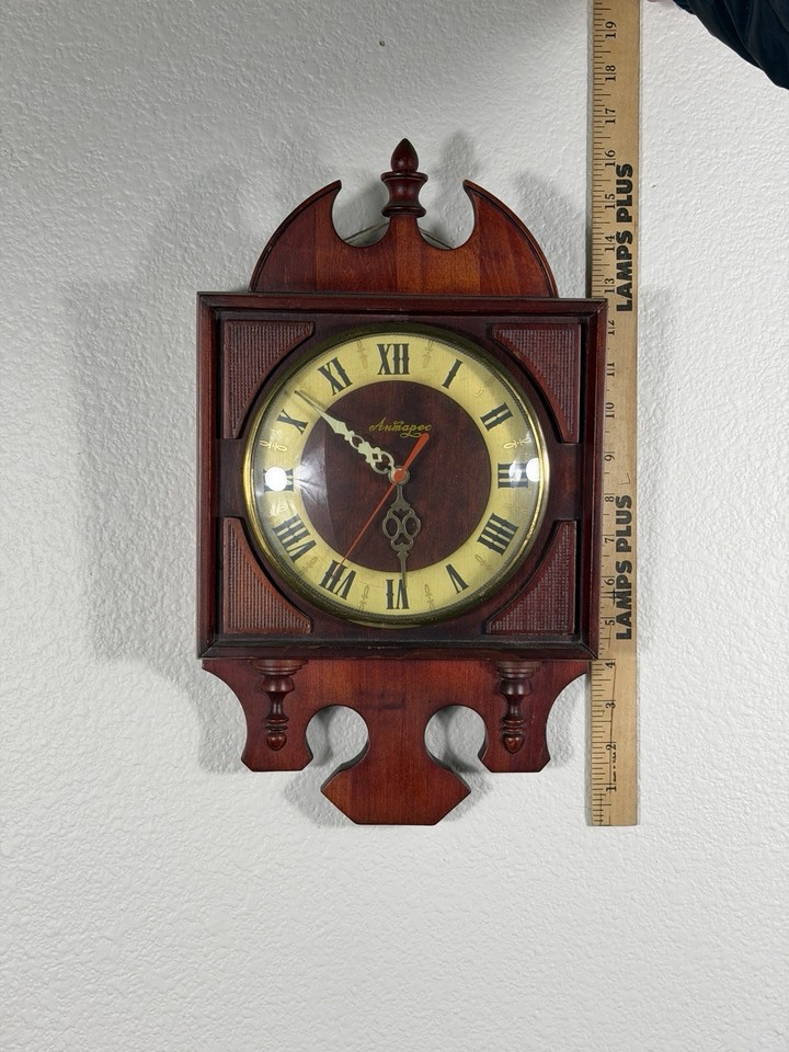 Vintage Soviet USSR Antares Russian Quartz Wall Clock Wood Case 17x9 ...