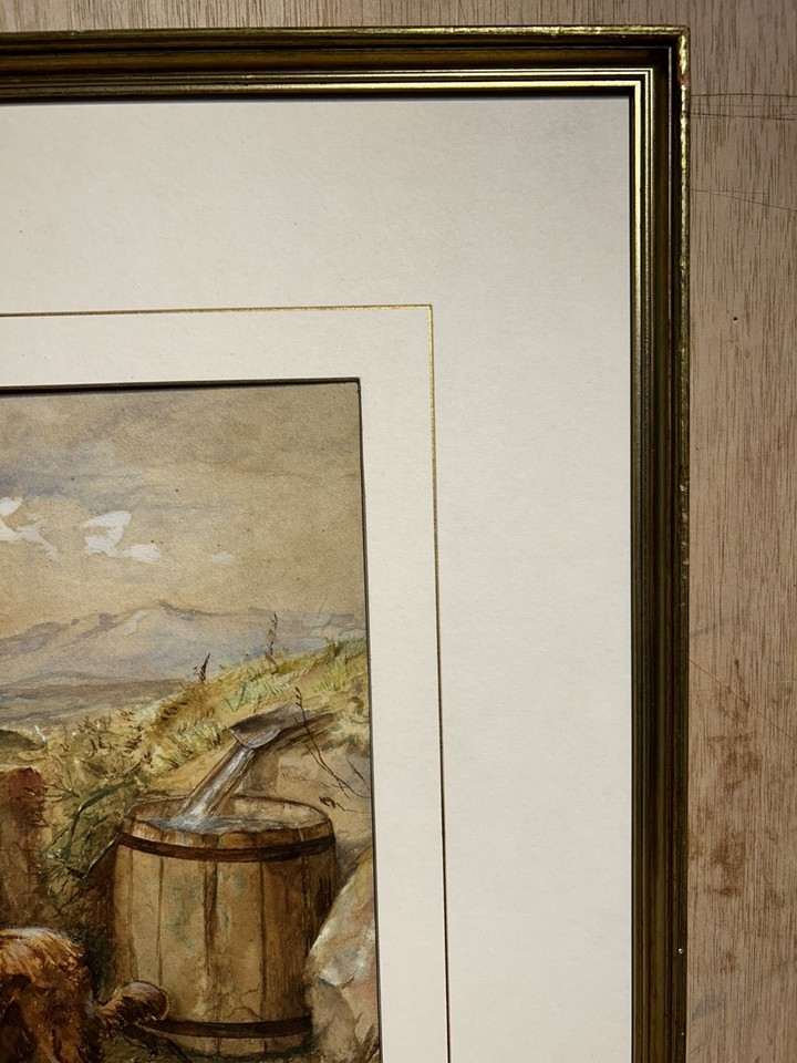 Original Vintage Water Colour. Genre painting. Great quality, signed ...