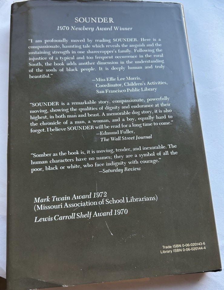 Sounder : A Newbery Award Winner by William H. Armstrong (1969 ...