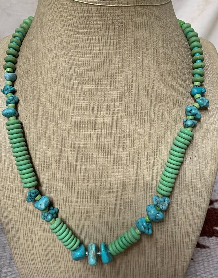 Unique green Howlite disc bead necklace/21" /(w315e-w2) | eBay