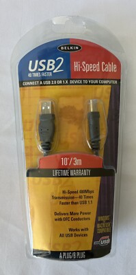 Belkin F3U133-10 USB-2 High Speed Cable 10' A-Plug/B-Plug UPC ...