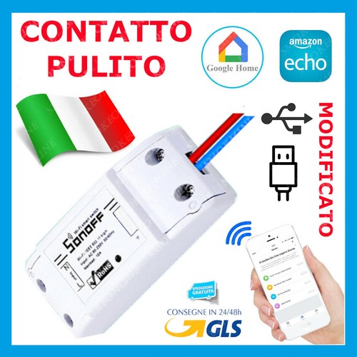 SONOFF BASIC MODIFICATO CONTATTO PULITO 5 V USB WIFI DOMOTICA ALEXA ...