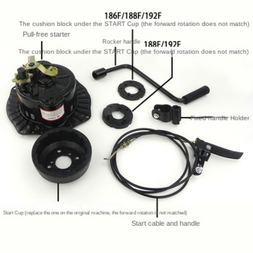 Micro Tiller Hand Crank Free Pull Starter 170F178F186F 188F 192F Diesel ...