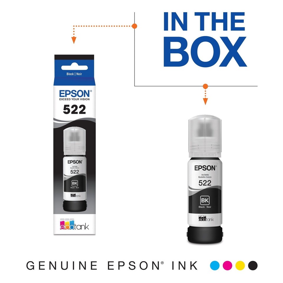 Epson 522 EcoTank Genuine Ink Ultra-high Capacity Black Bottle Twin ...