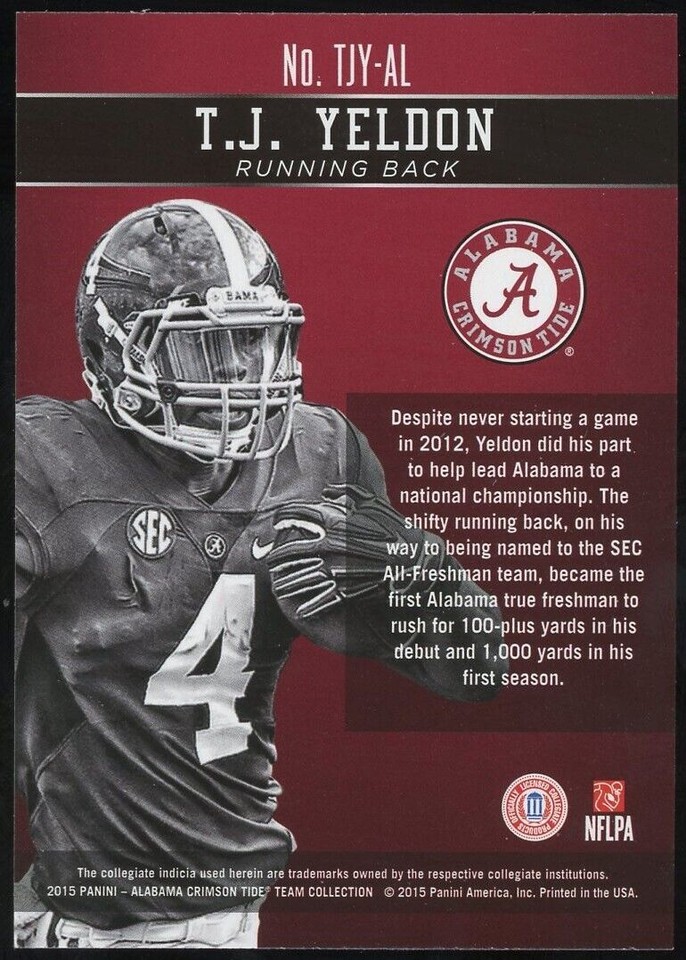 2015 Panini Collegiate Alabama TJ Yeldon Honors Insert | eBay