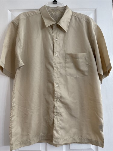 Fusai Jeans Men's Large Button Down Shirt Tan Stripe Pattern EUC | eBay