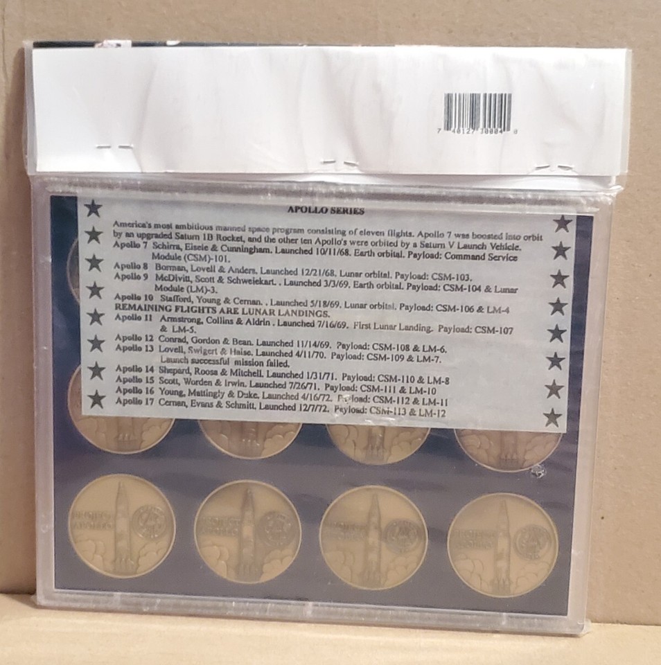 USA Apollo Series Crew Emblems Collector's Sealed Set Of 11 Coins ...