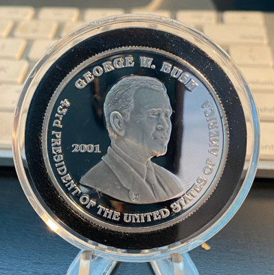 2001 George W Bush and Al Gore 43rd Presidential .999 Silver Proof Coin ...