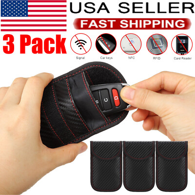 3 Pack RFID Faraday Pouch Car Key Fob Protector Signal Blocking Anti ...