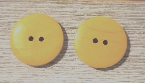 large wood yellow buttons sewing 2 holes 1 1/8 inch shiny 2pc set new ...