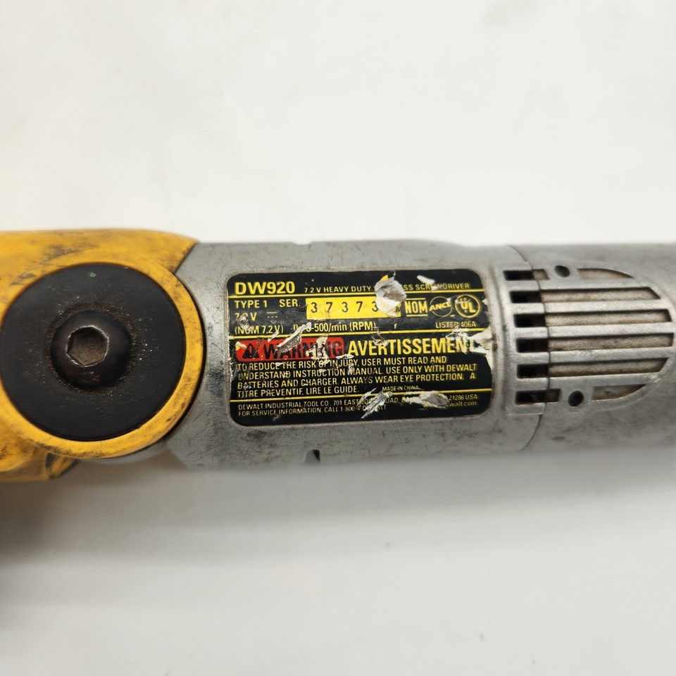 DeWalt DW920 7.2 V Heavy Duty Cordless Screwdriver w/ Battery & Charger ...