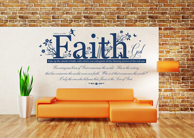 1 John 5 v 4-5, Bible Quote, Vinyl Wall Art Sticker, Mural, Decal ...