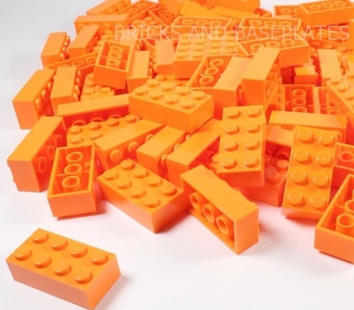 LEGO BRICKS 50 x ORANGE 2x4 Pin - From Sets Sent in a Clear Bag for ...