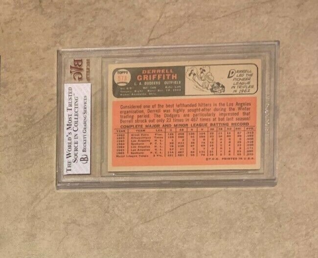 1966 Topps Baseball #573 Derrell Griffith Graded Beckett BVG 5.5 EX+ ...
