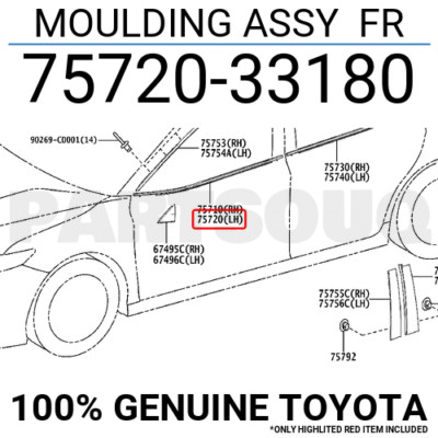 7572033180 Genuine Toyota MOULDING ASSY FR 75720-33180 | eBay