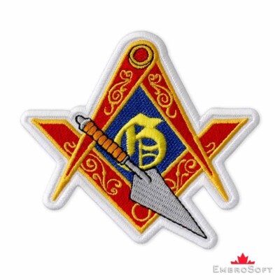 Masonic Logo with Trowel Sign Symbol Embroidered Patch Iron On SIZE: 4. ...