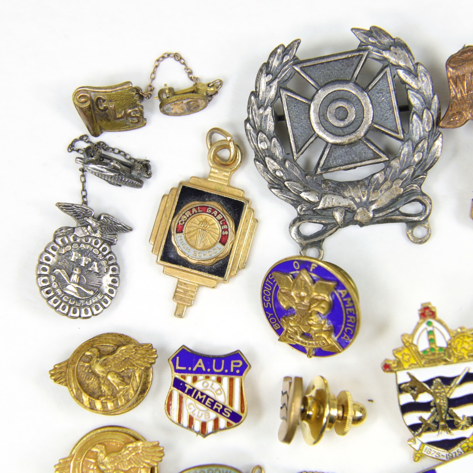 Large Lot of Vintage Service Award Fraternal Organization Lapel Pins ...