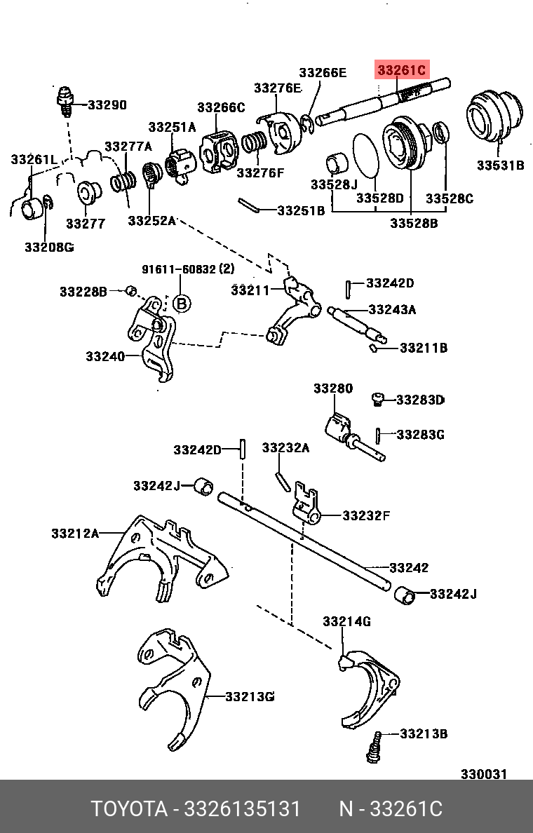 Genuine OE shaft, shift & select lever, 3326135131 for TOYOTA 33261 ...