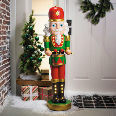4 Ft. Light-Up Nutcracker with Drumsticks Christmas Decoration - Morris ...
