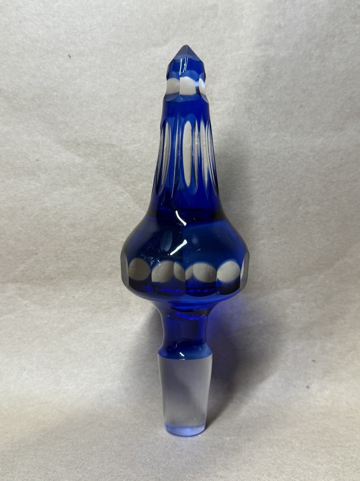 Vintage Empoli Genie Bottle Top Stopper 7" Cobalt Blue hand blown Glass ...