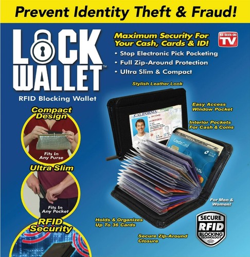 Lock Wallet Slim Men Women Secure RFID Blocking Money Credit Card ...