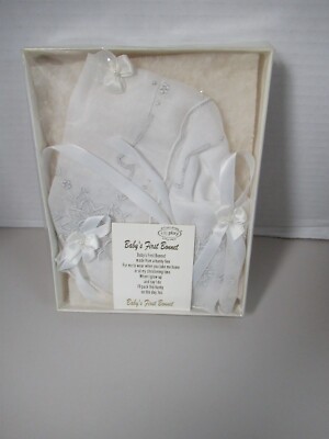 Baby Christening First Bonnet Keepsake VTG White Cotton Handkerchief ...