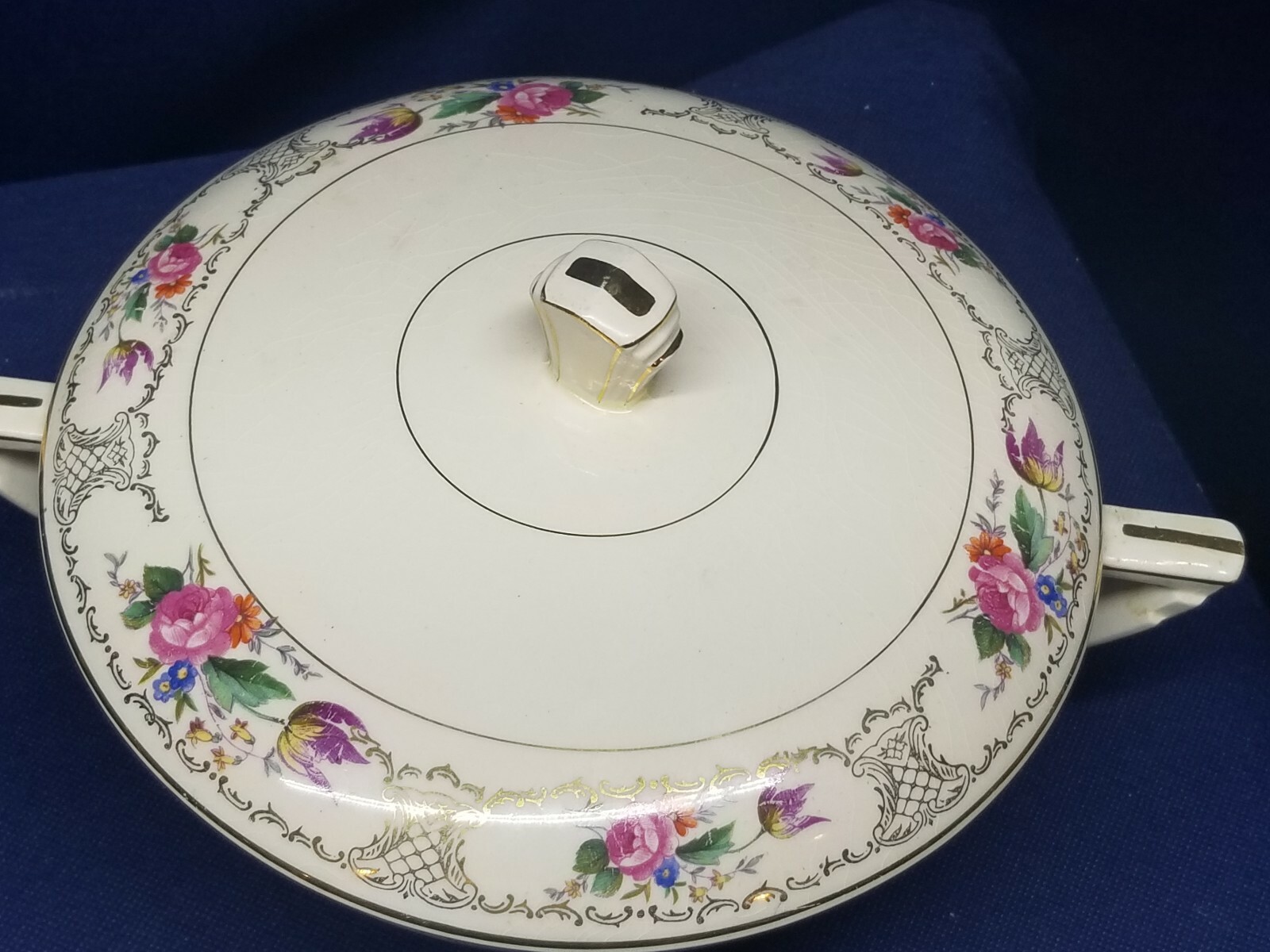 Vintage Edwin Knowles China Hostess CasseroleWith Lid Pink Floral ...