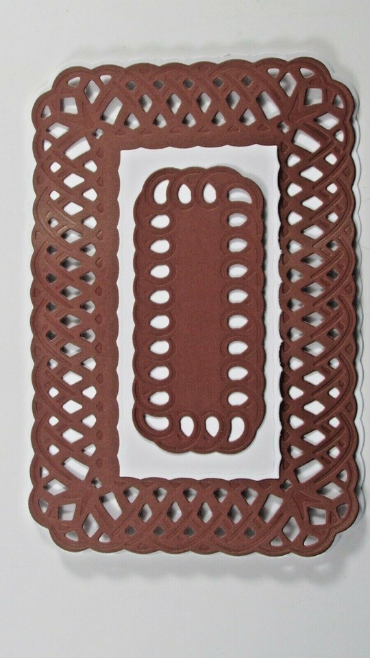 Cardstock Diecut paper from AG Reticulated Border Frame - Brown & White ...
