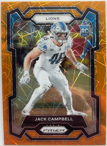 Jack Campbell 2023 Panini Prizm #330 Orange Lazer Prizm Rookie Card RC ...