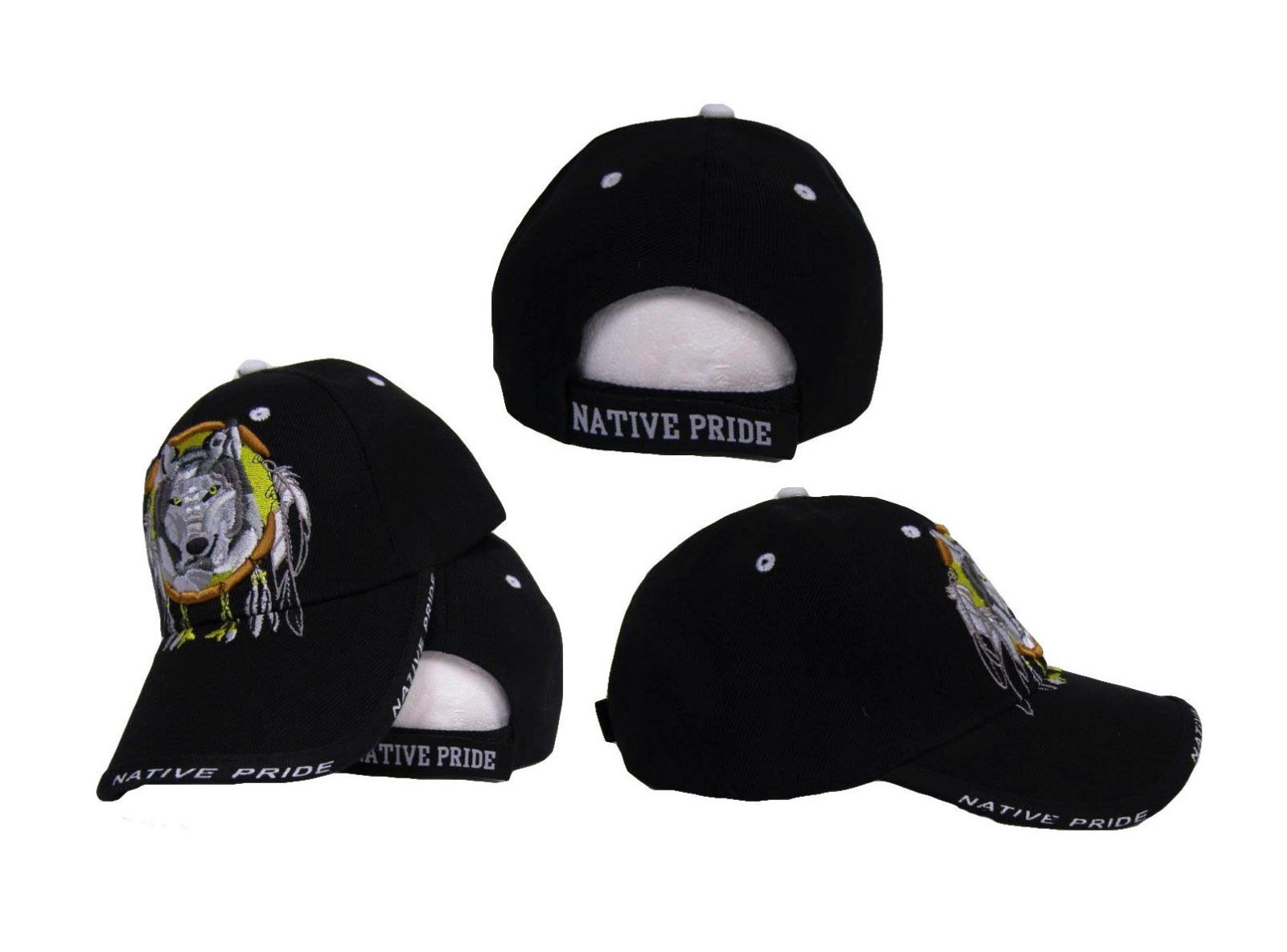 Native American Pride Indian Wolf Dreamcatcher Black Cap Hat | eBay