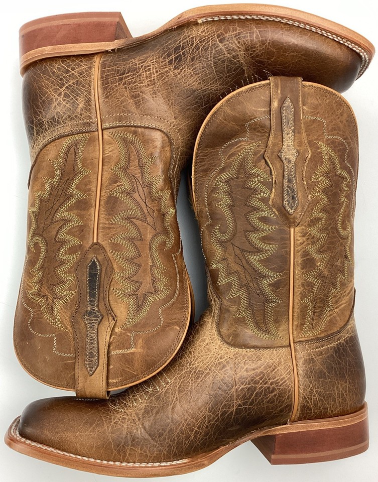Tony Lama Lowden Men's 11" Leather Square Toe Western Boots Brown Size ...