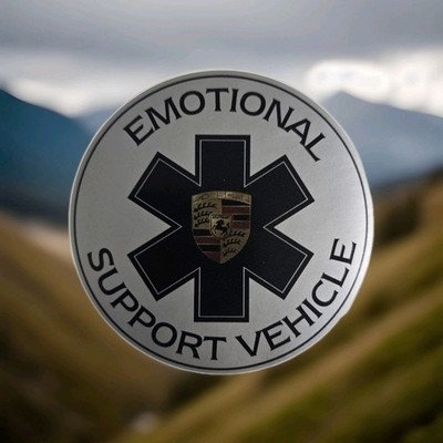 Porsche Emotional Support Vehicle - Silver Car Sticker For Window ...