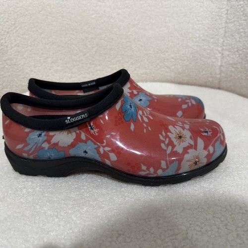 Sloggers Womens Size 7 Garden Shoes Red Blue White Flowers Waterproof ...