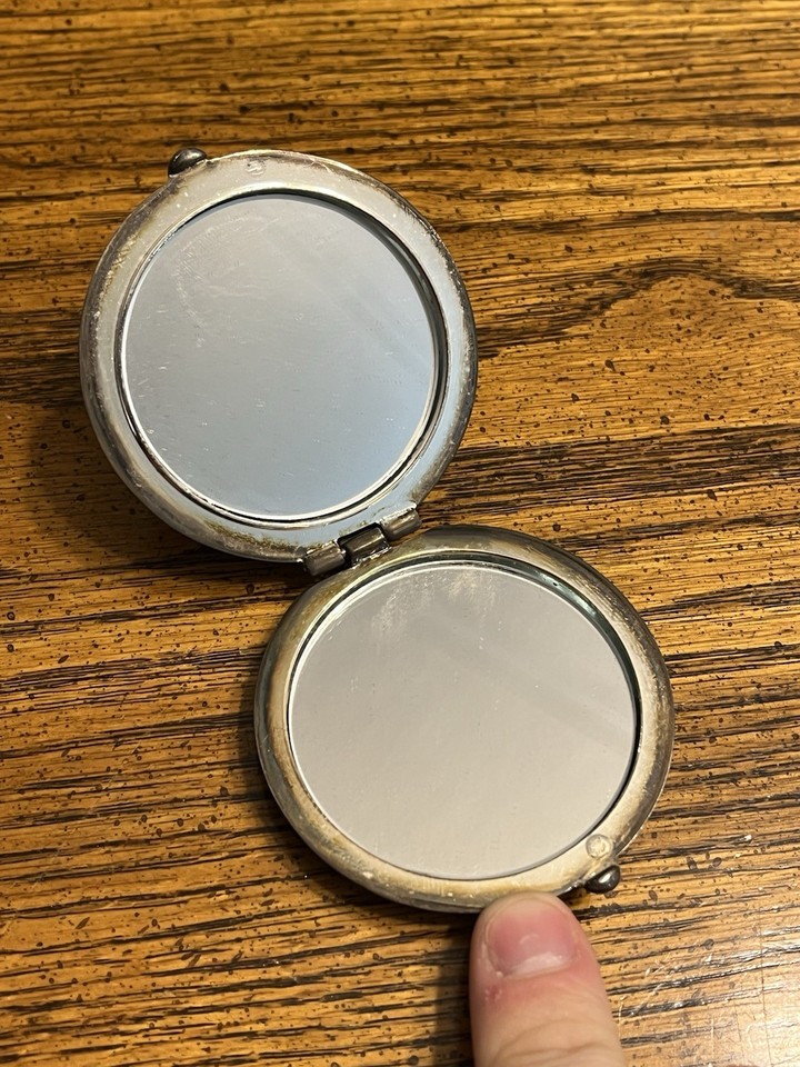 Vtg Antique Ornate Silverplate 1920s Compact Mirror Clam Shell Clasp | eBay