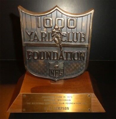 1973 NFL O.J. Simpson Trophy awarded for 1000 Yard Rushing Season (2000 ...