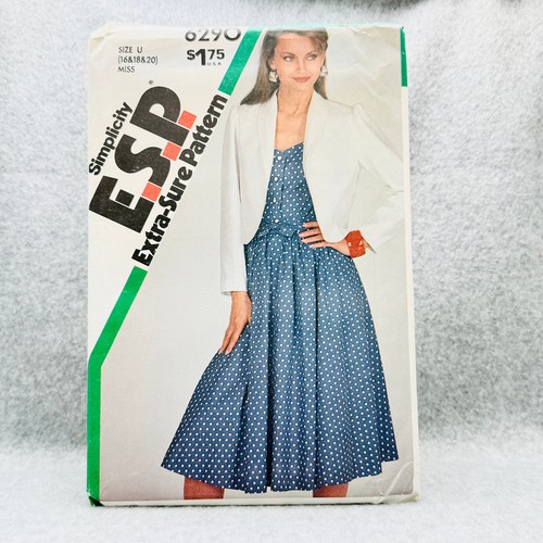 Simplicity 6290 Sleeveless Dress w Sash and Unlined Jacket Misses 16 20 ...
