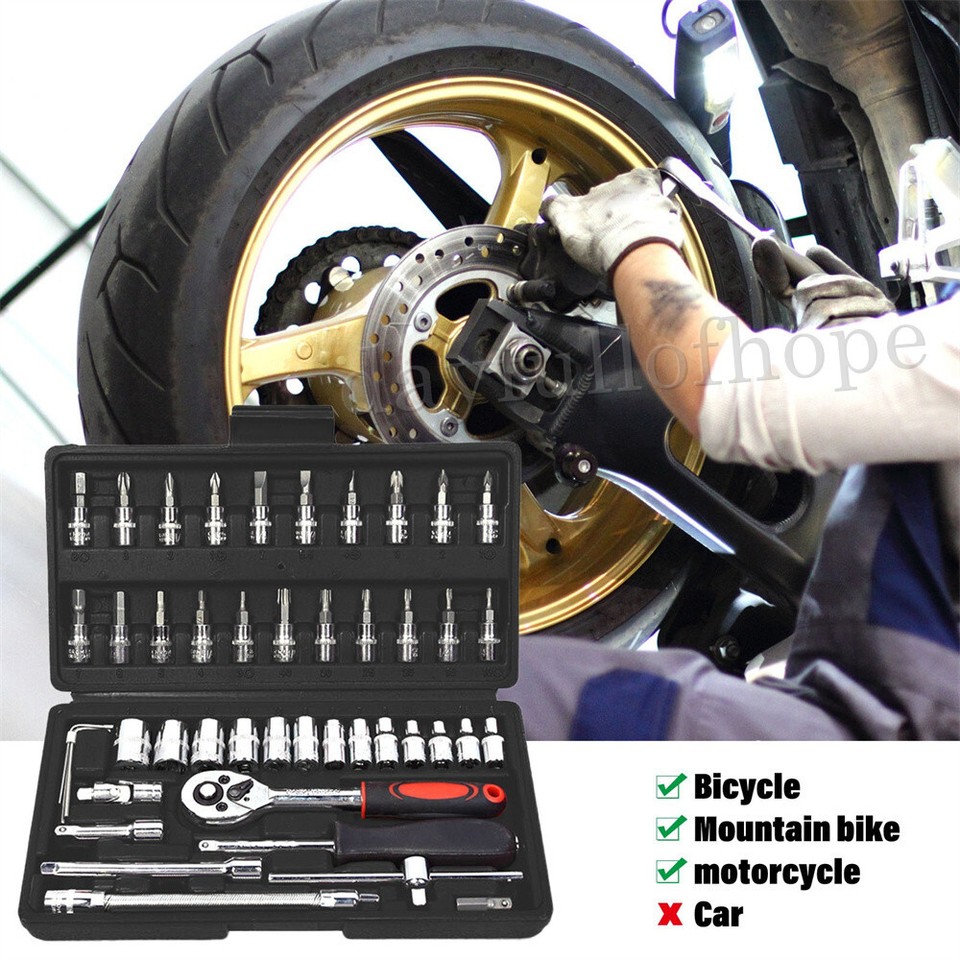 46PCS Socket Set 1/4" Drive Ratchet Spanner Metric Drive Small Socket ...