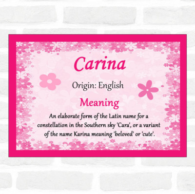 Carina Name Meaning Pink Certificate | eBay UK