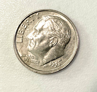 ERROR Broadstruck 1998 p Roosevelt Dime Coin US Liberty Ten Cents 10C ...