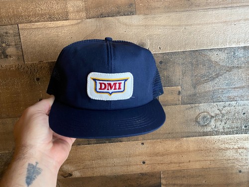 DMI Snapback Hat VTG Trucker Navy Blue Patch Cap K-Products USA Made ...