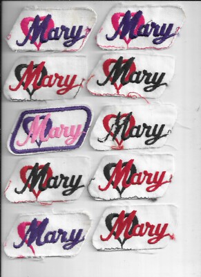 10 MARY Name Tag Patches, Pink, Black, Red, Purple, With A Heart | eBay