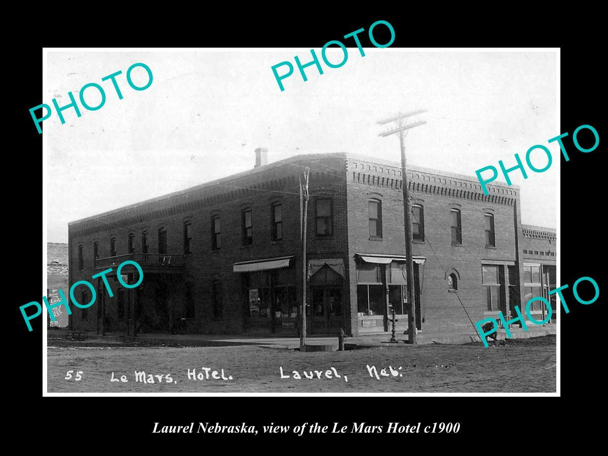 OLD POSTCARD SIZE PHOTO OF LAUREL NEBRASKA VIEW OF THE LE MARS HOTEL ...