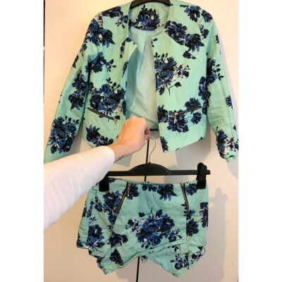Primark Blue & Turquoise Floral Co-Ord/Two Piece. Size 8 Jacket. Size ...