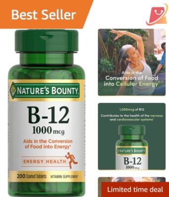 High Potency Vitamin B12 1000mcg - Supports Energy & Cardiovascular ...