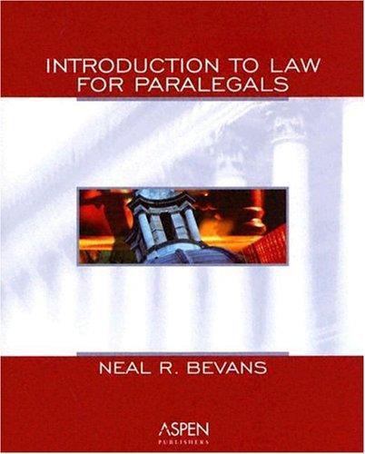 Introduction to Law for Paralegals by Neal R. Bevans (2004, Trade ...