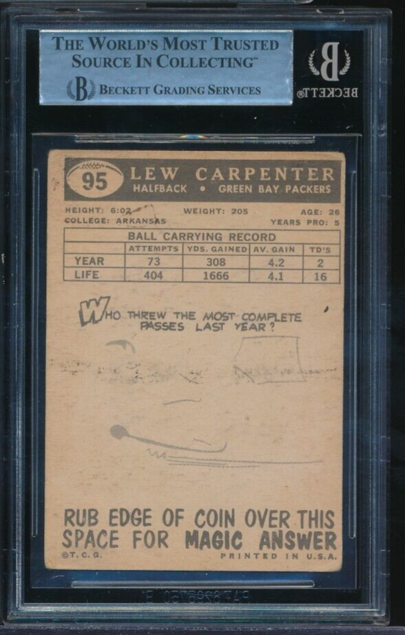 1959 Topps #95 Lew Carpenter rc signed auto autograph BAS BECKETT crisp ...