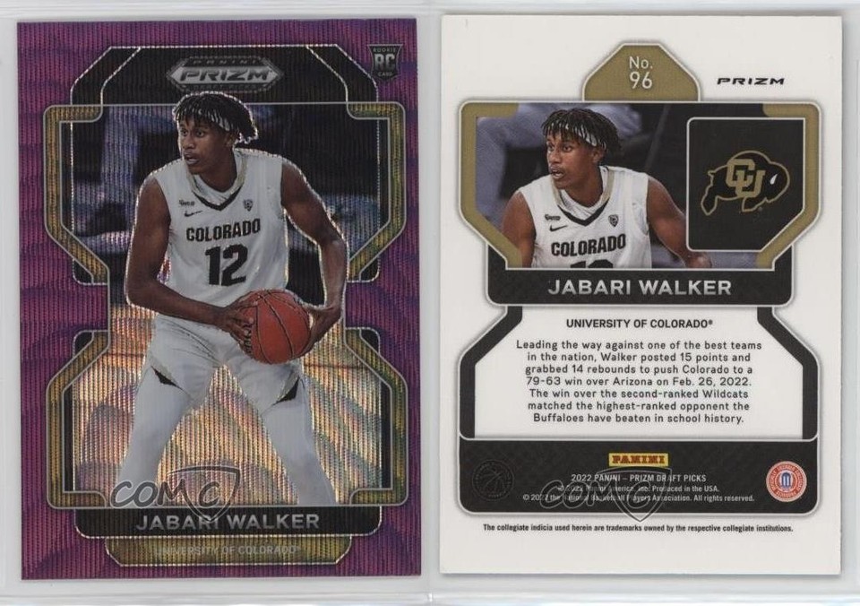 2022-23 Panini Prizm Draft Picks Purple Wave Prizm Jabari Walker #96 ...