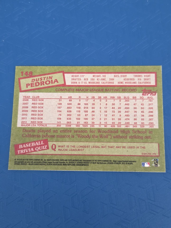 2013 Topps Archives Orange Day Glow #148 Dustin Pedroia Red Sox ...