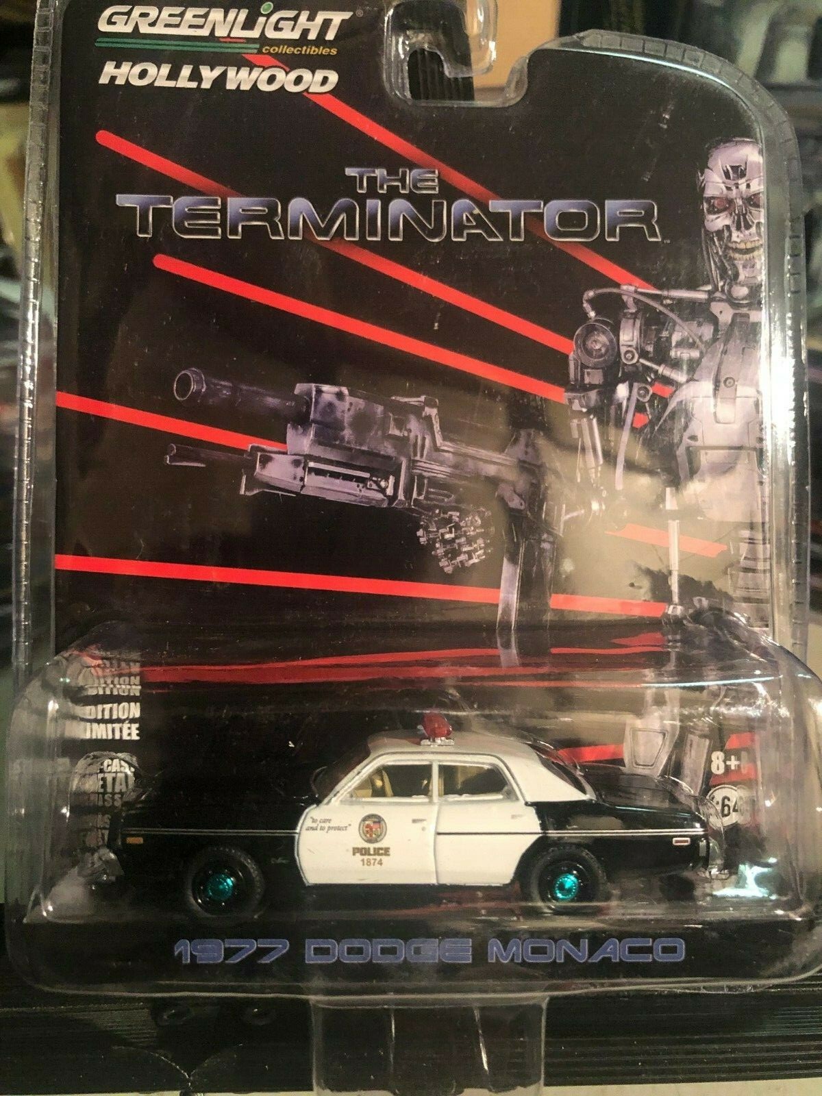 1/64 GREENLIGHT HOLLYWOOD TERMINATOR 1977 DODGE MONACO GREEN MACHINE ...